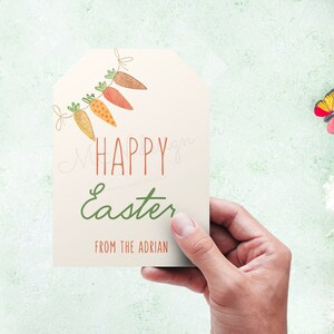 Personalized Editable Easter Bunny Gift Tag, Printable Carrots Easter ...