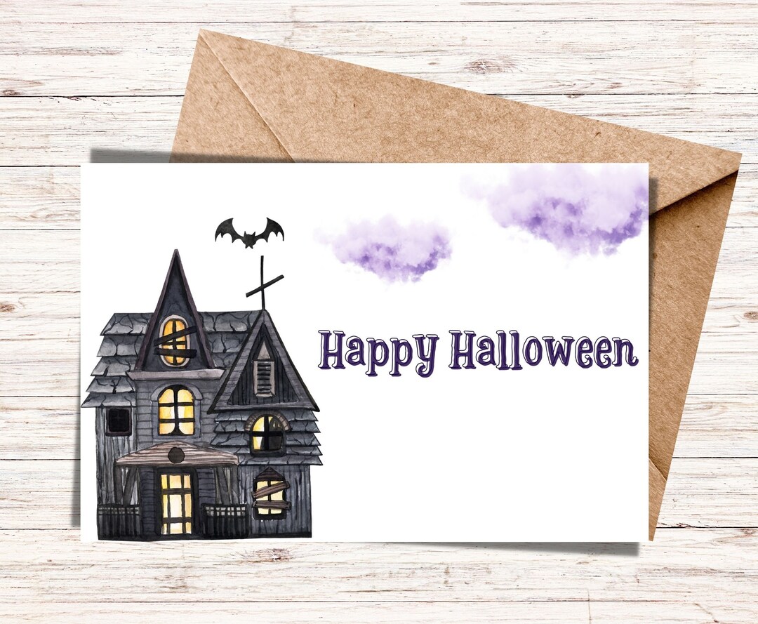 Printable Happy Halloween Card, Halloween Postcard, Halloween Greeting ...