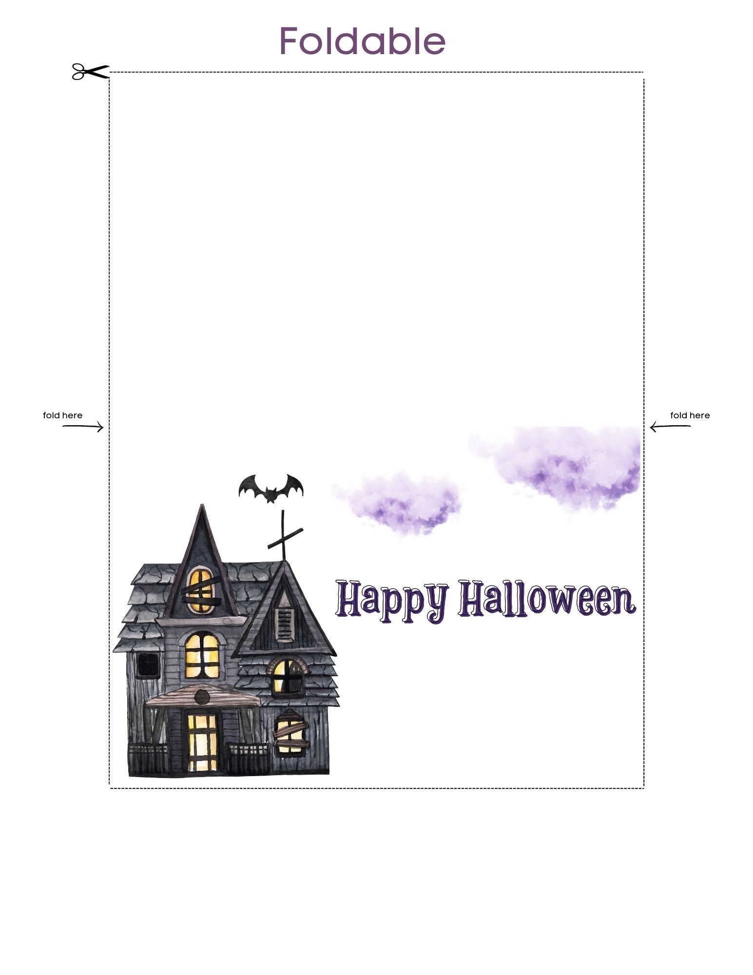 Printable Happy Halloween Card, Halloween Postcard, Halloween Greeting ...