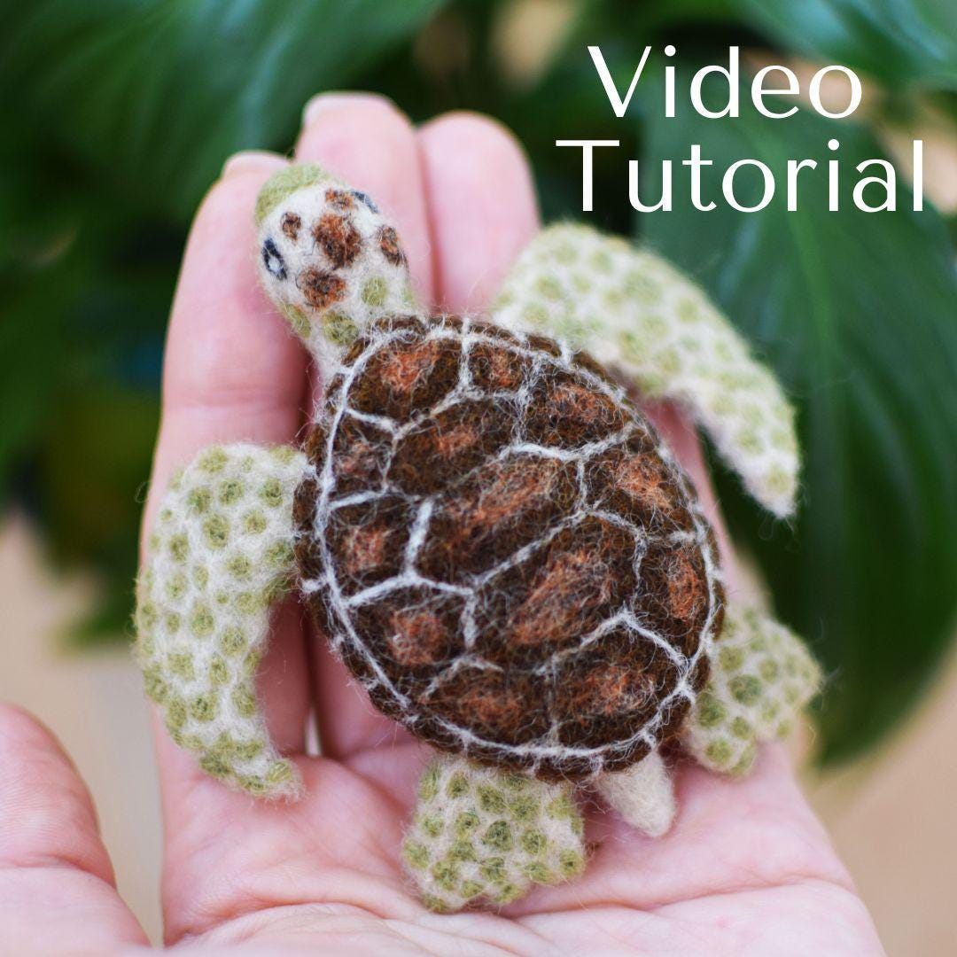 Felted Turtle Brooch Pattern Felt Tutorial Wool Needlefelting Video ...