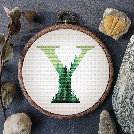 Alphabet Letter Y Cross Stitch Pattern Counted Sampler Green - Etsy