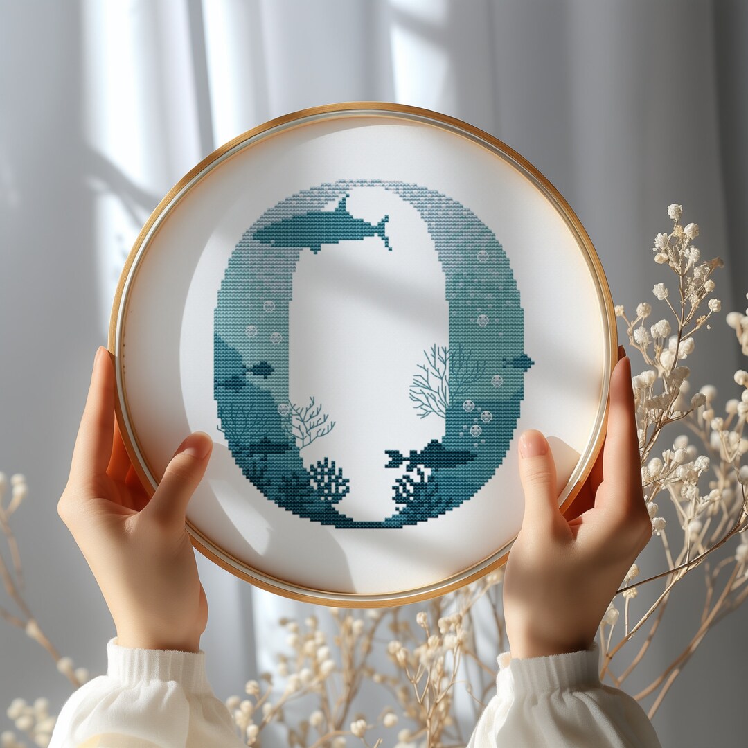 Marine Letter Cross Stitch Pattern, Counted, Monogram Cross Stitch ...