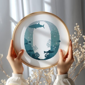 Marine Letter Cross Stitch Pattern, Counted, Monogram Cross Stitch ...