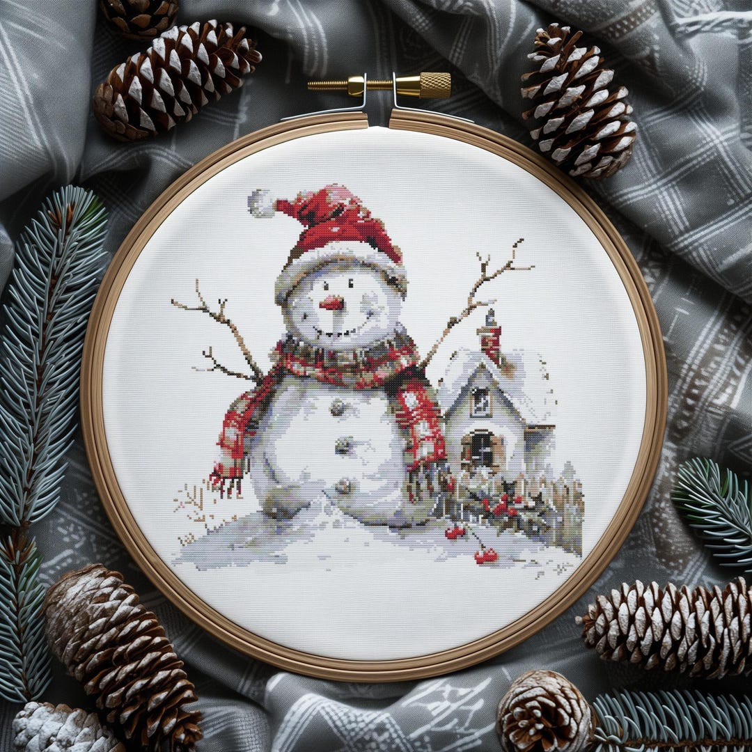Snowman Cross Stitch Pattern Christmas Embroidery Pattern Winter ...