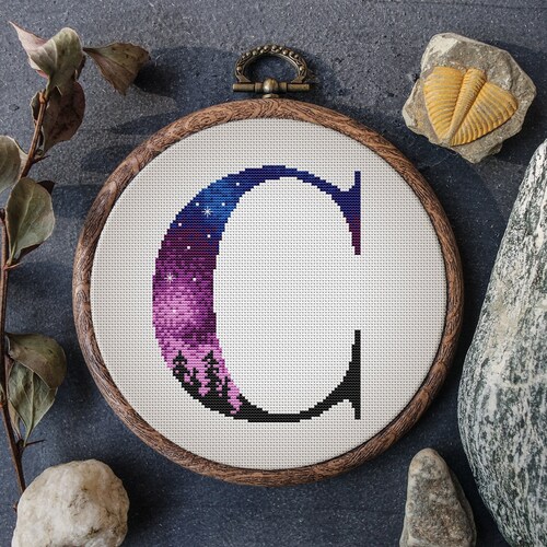 Letter C Cross Stitch Alphabet Pattern Modern Monogram - Etsy