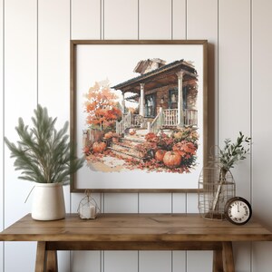 Fall Cross Stitch Pattern PDF, Watercolor Autumn Cross Stitch Art ...