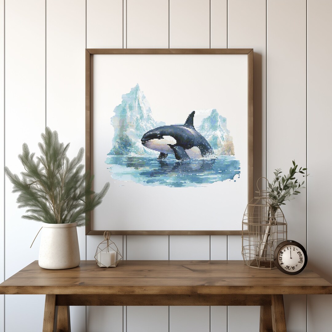 Cross Stitch Pattern With Orca Killer, Seascape Cross Stitch Designs ...
