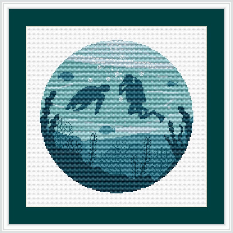 Marine Cross Stitch Pattern Pdf Modern Ocean Embroidery Designs Under ...
