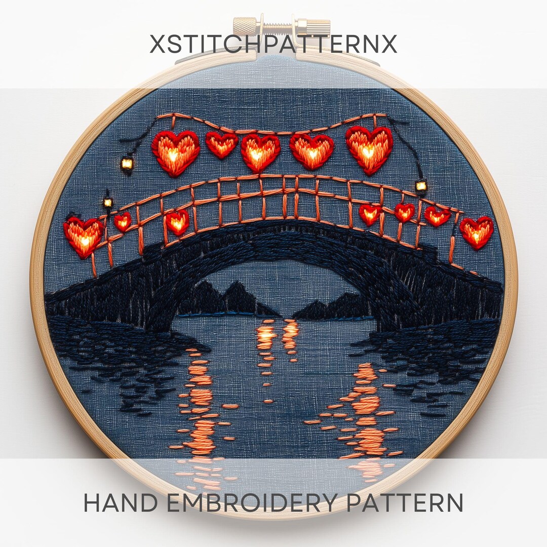Embroidery Pattern PDF With Bridge, Latterns, Valentine Embroidery ...