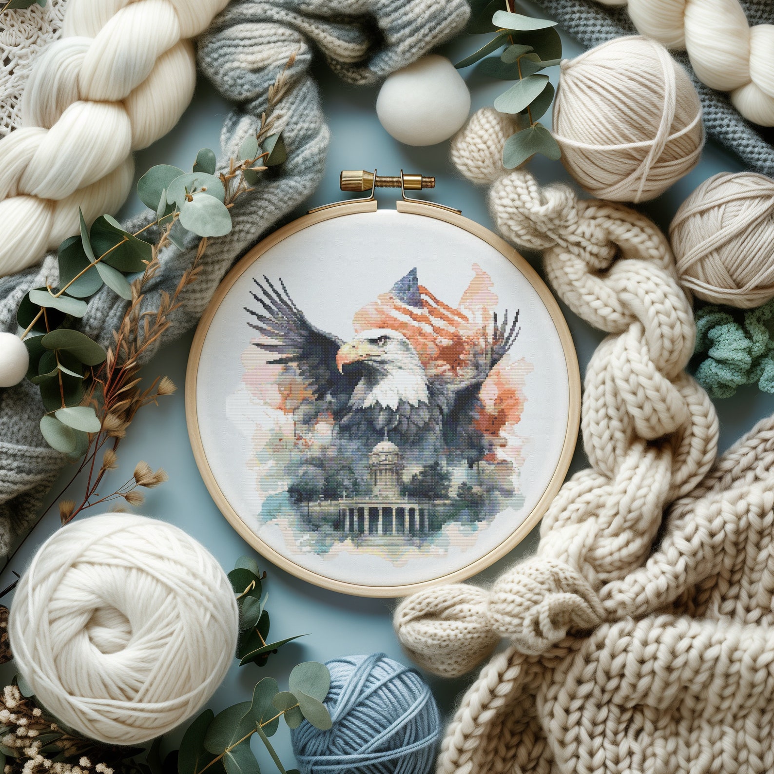 Cross Stitch Pattern PDF With American Eagle, Counted, USA Cross Stitch ...