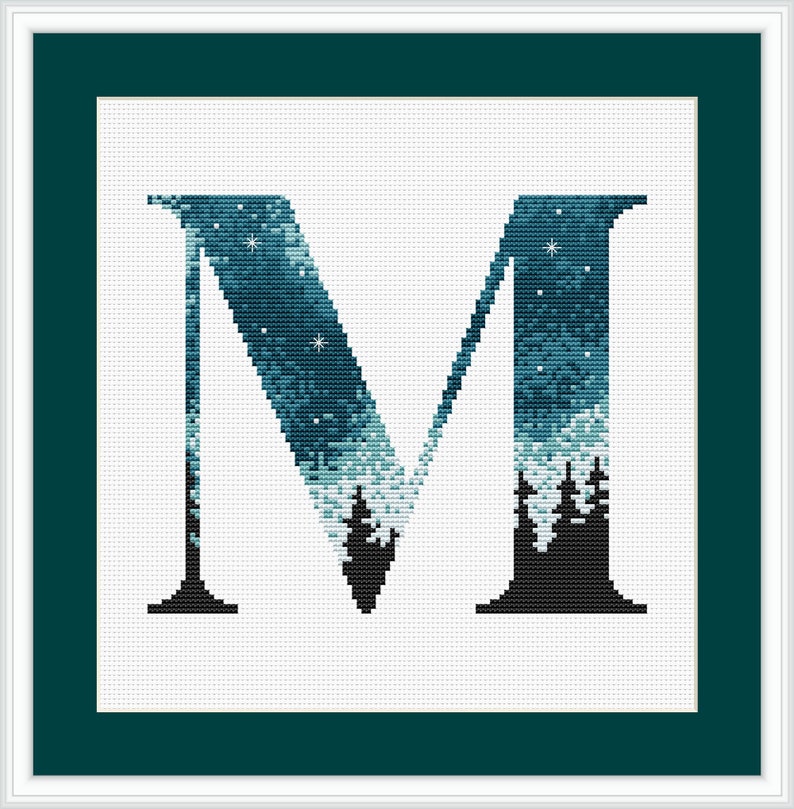 Modern Monogram M Cross Stitch Pattern Family Name Initial - Etsy