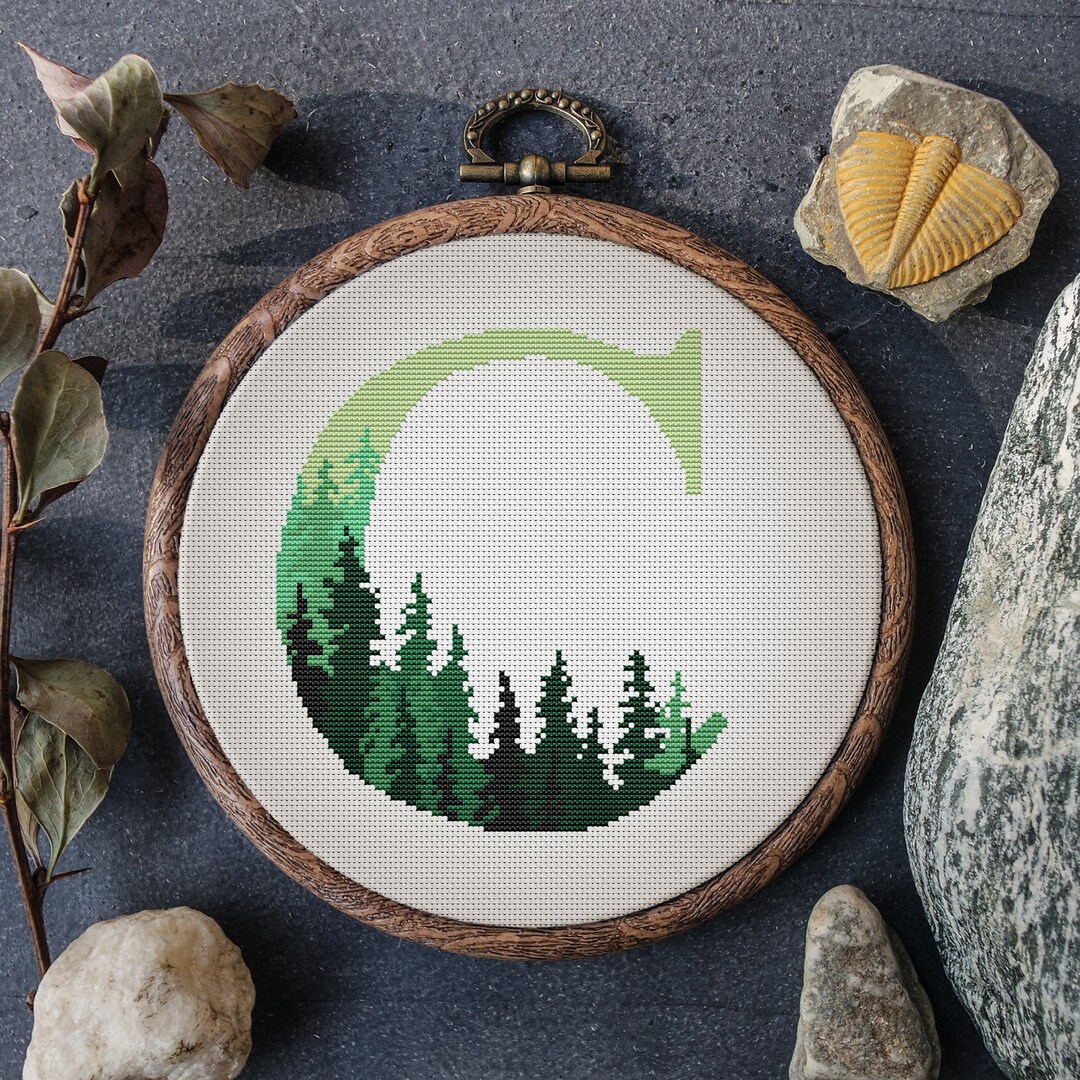 Custom Cross Stitch Pattern With Monogram C, Embroidery Designs, Letter ...