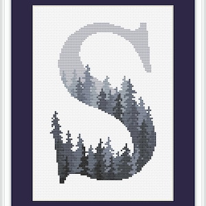 Modern Letter Cross Stitch Pattern, Monogram Cross Stitch Chart With ...