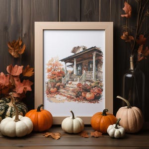 Fall Cross Stitch Pattern PDF, Watercolor Autumn Cross Stitch Art ...