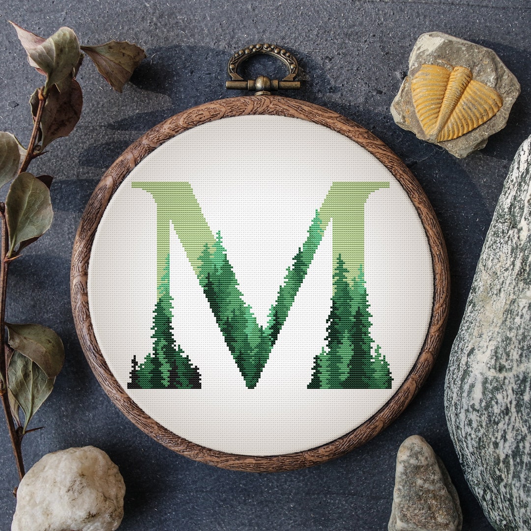 Monogram Cross Stitch Pattern Forest Family Name Embroidery Pattern ...