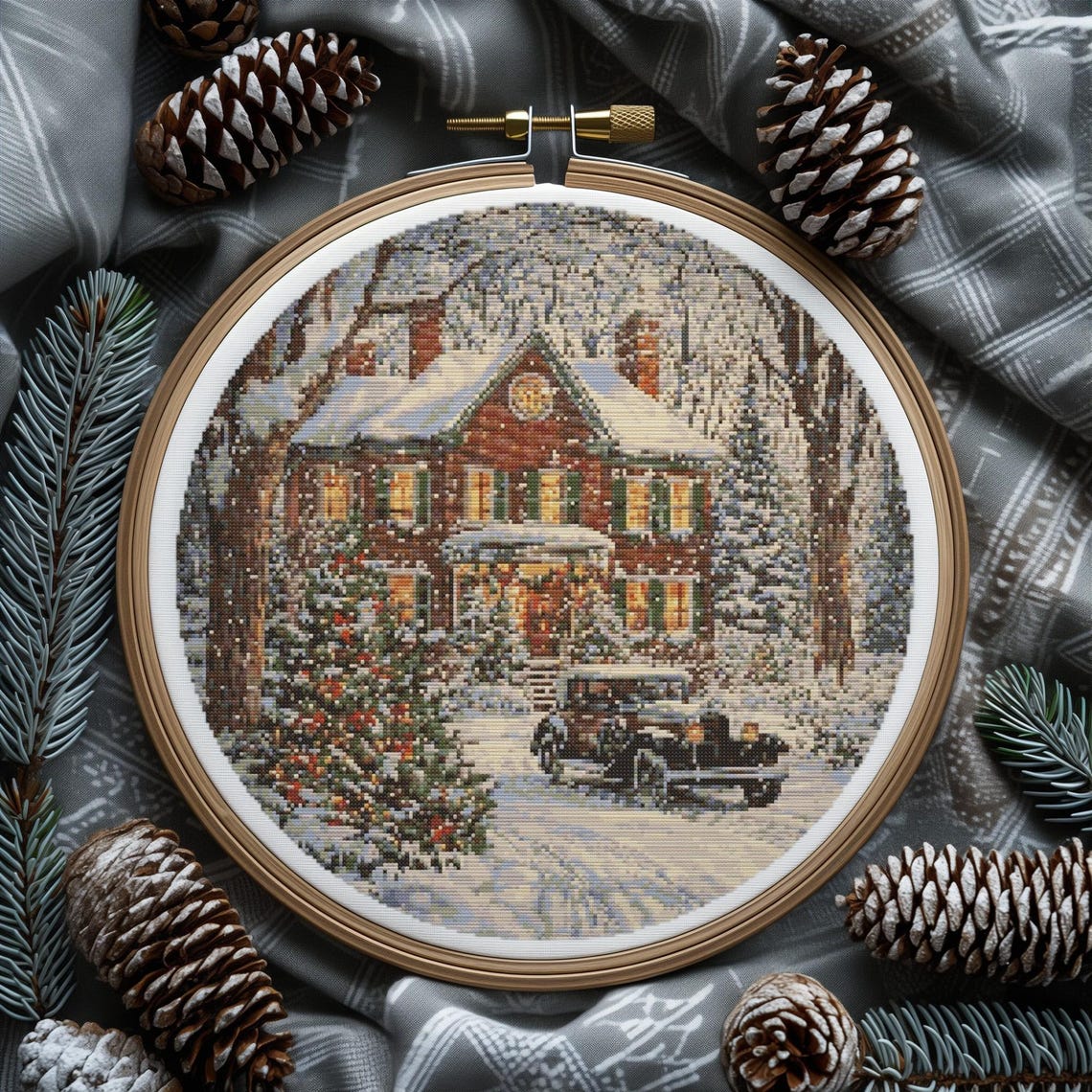 Winter Cross Stitch Pattern, Retro Cross Stitch Designs, Cozy Winter ...