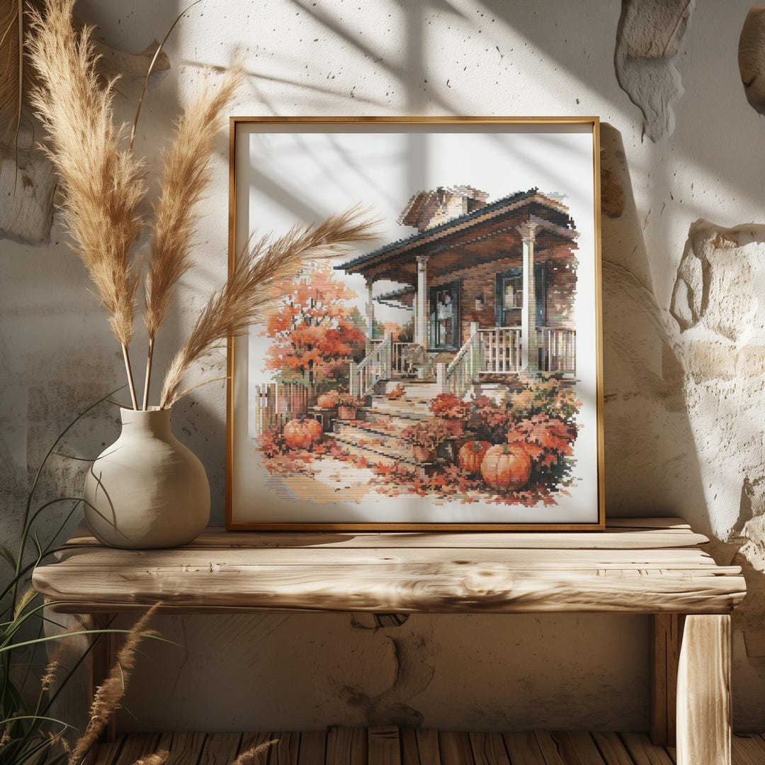 Fall Cross Stitch Pattern PDF, Watercolor Autumn Cross Stitch Art ...