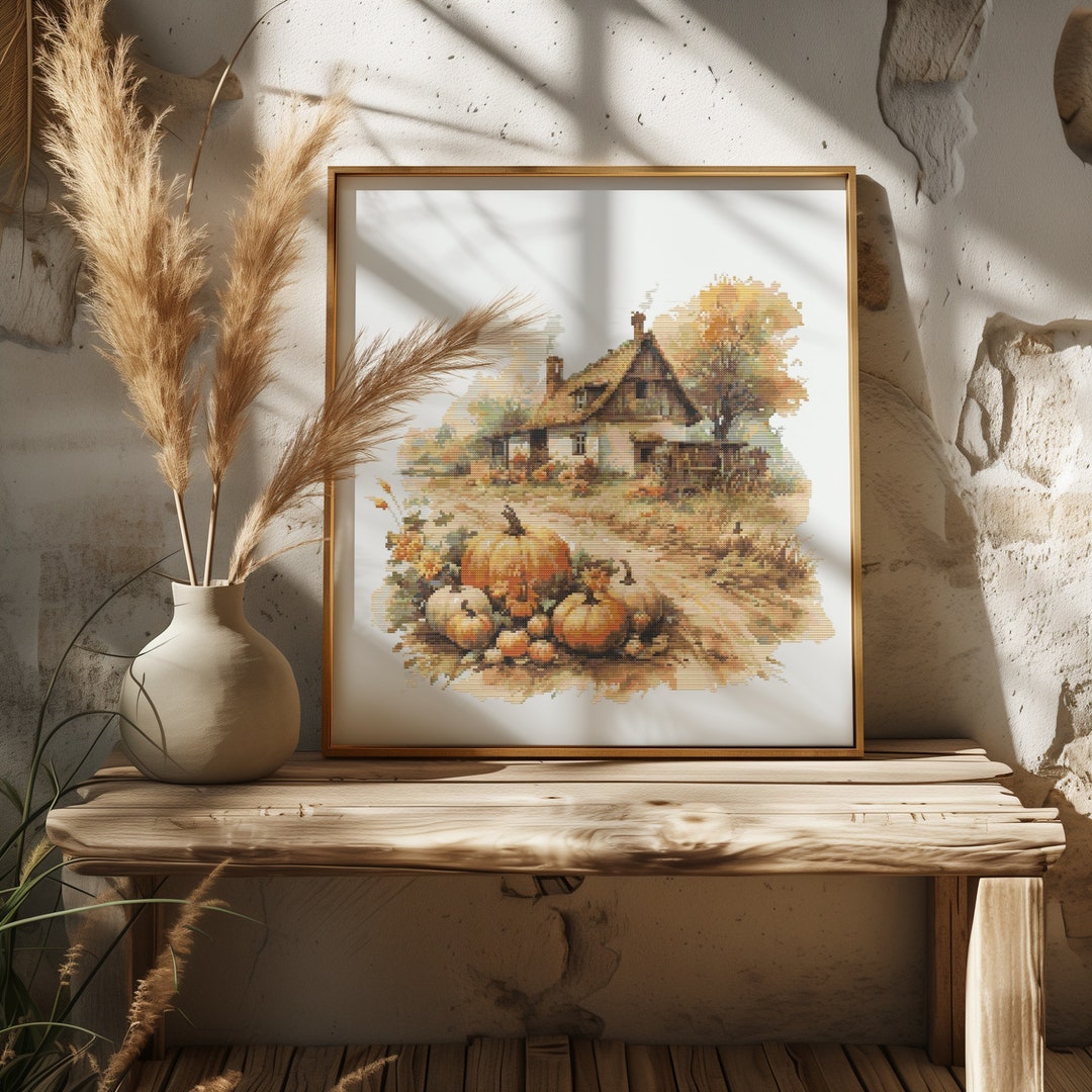 Fall Cross Stitch Pattern, Counted Cross Stitch Pattern With Country ...