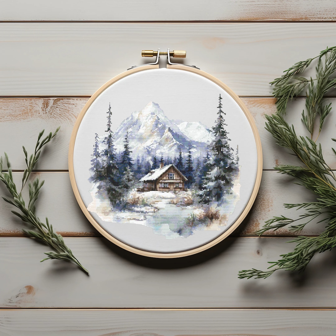 Nature Cross Stitch Pattern With Mountains, Landscape Cross Stitch ...