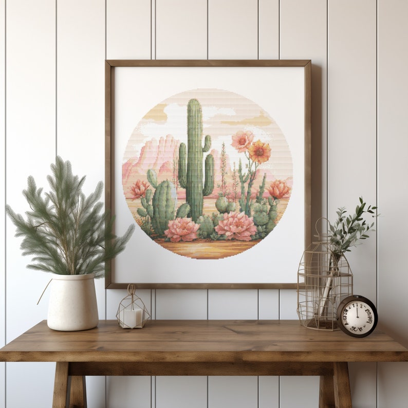 Counted Cross Stitch Pattern With Cactus, Modern Cross Stitch Chart ...