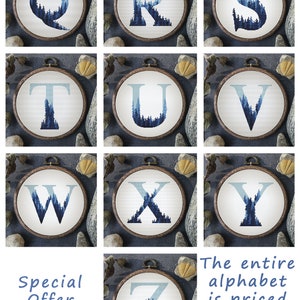 Letter Cross Stitch Pattern, Blue Monogram Cross Stitch Designs ...