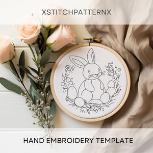Easter Embroidery Pattern PDF With Bunny Happy Easter Hand Embroidery ...