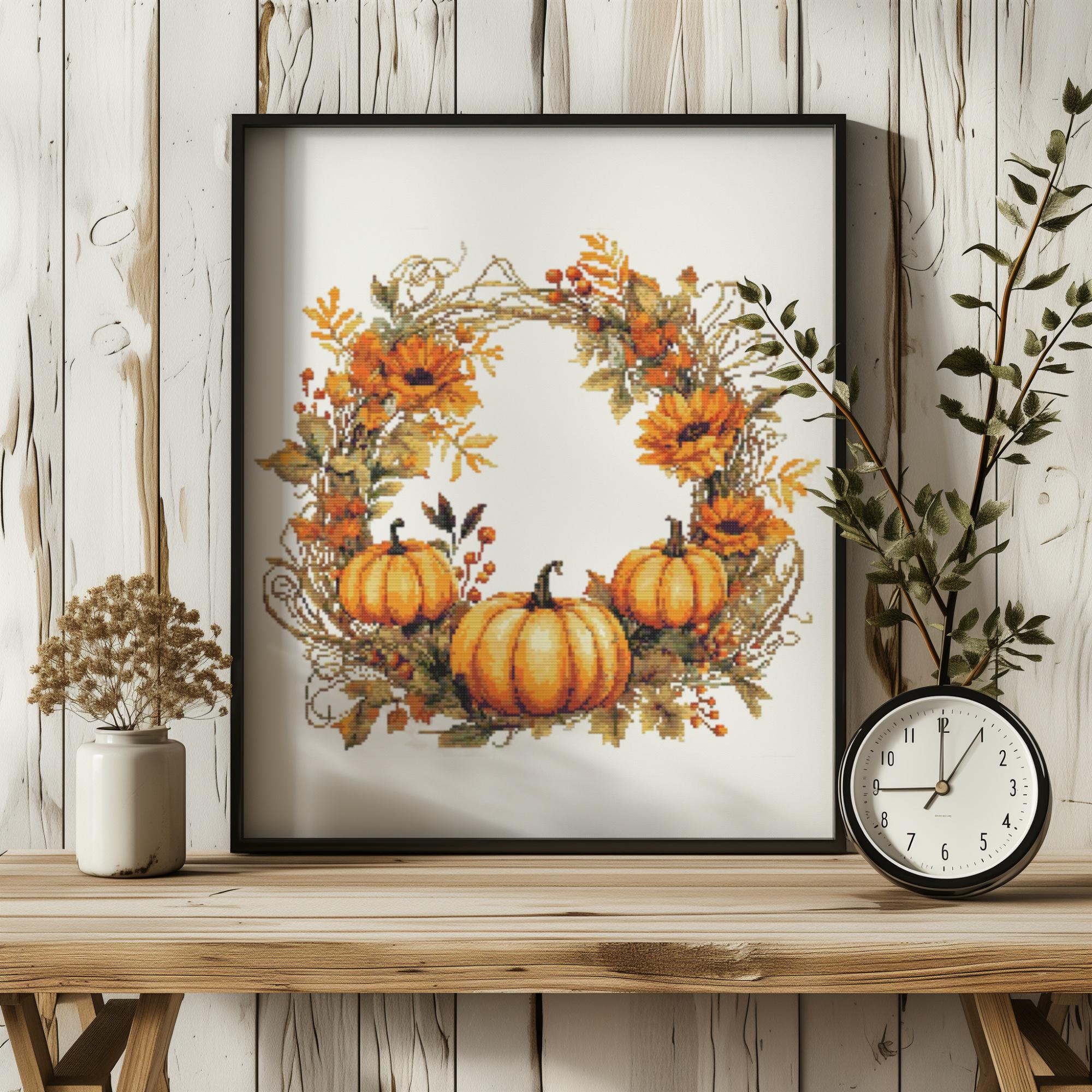 Fall Cross Stitch Patterns With Pumpkins, Counted, Autumn Embroidery ...