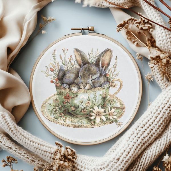 Rabbit Cross Stitch - Etsy