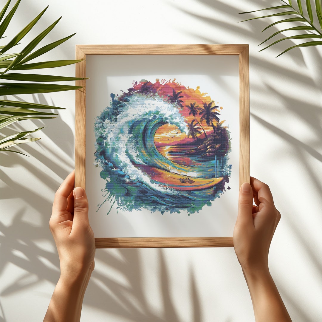 Ocean Cross Stitch Pattern, Counted, Sea Wave Embroidery Design ...