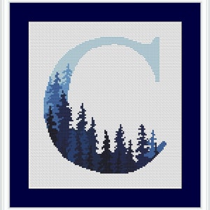 Letter Cross Stitch Pattern, Modern Monogram Cross Stitch Chart ...