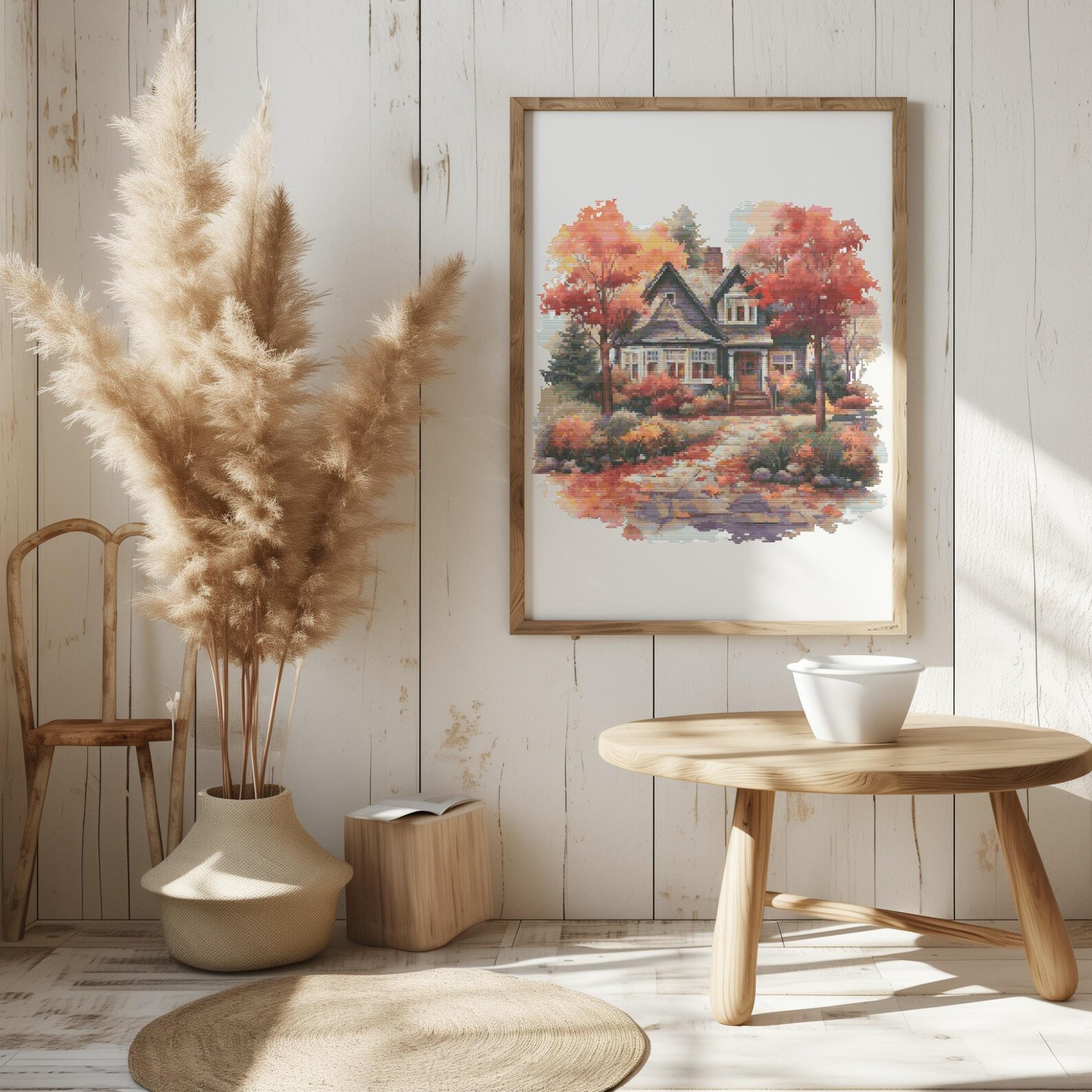Cross Stitch Pattern With Country Cottage Fall Rustic Landscape Cross ...