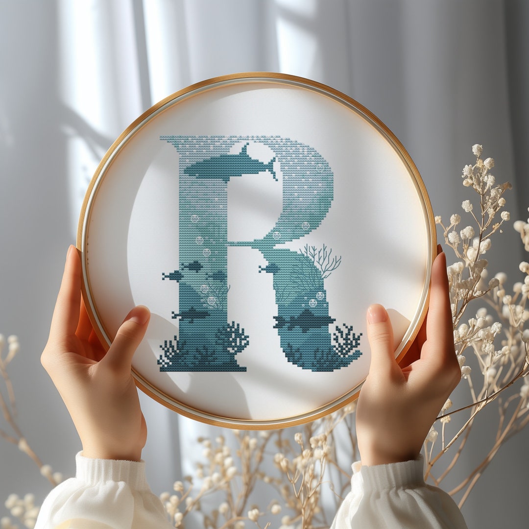 Modern Letter Cross Stitch Pattern, Counted, Family Initials Embroidery ...
