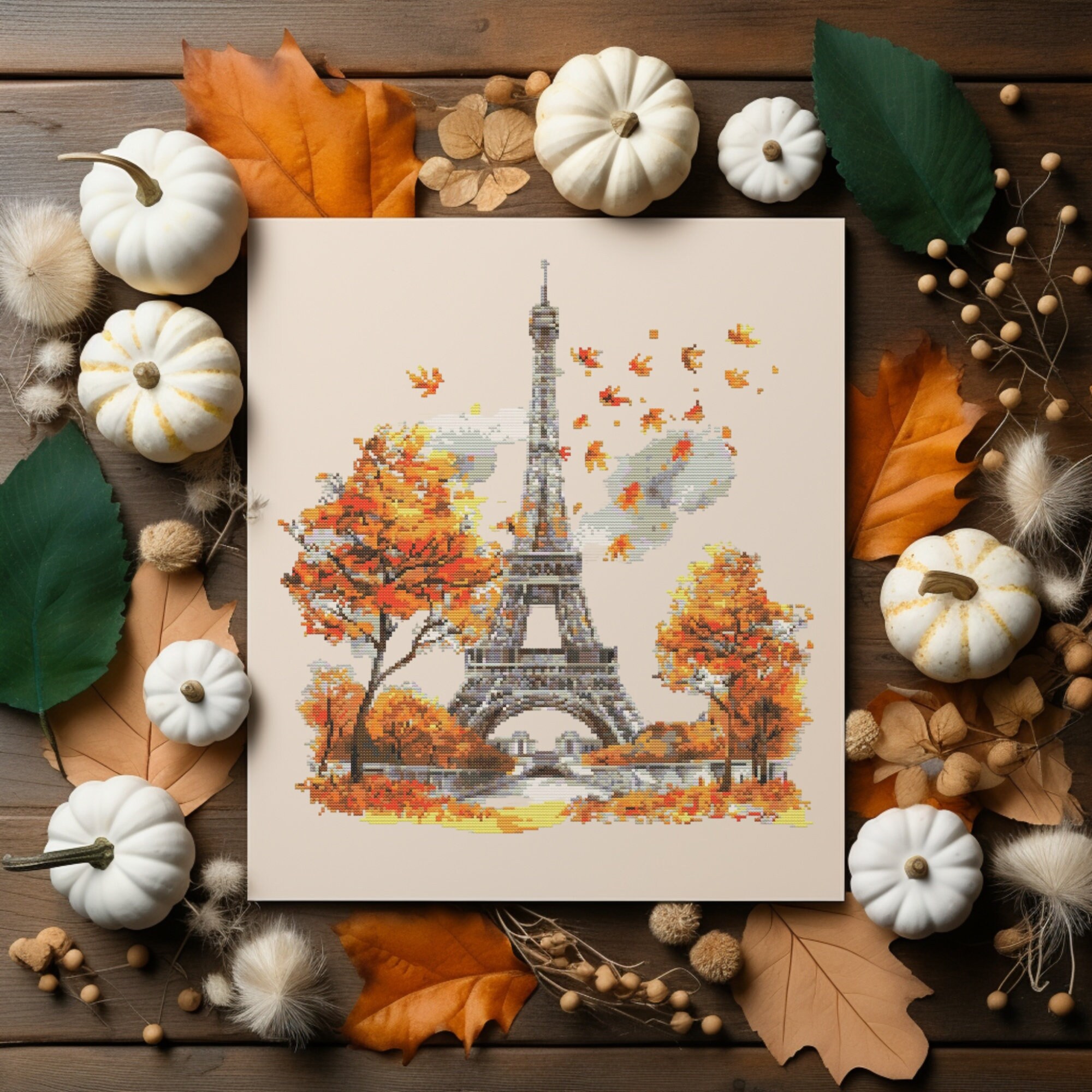 Watercolor Cross Stitch Pattern With Eiffel Tower City Cross Stitch ...