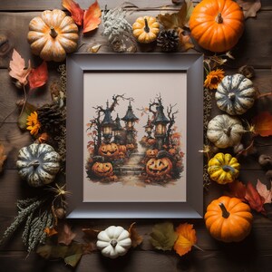 Halloween Cross Stitch Pattern With Spooky Pumpkins, Fall Embroidery ...