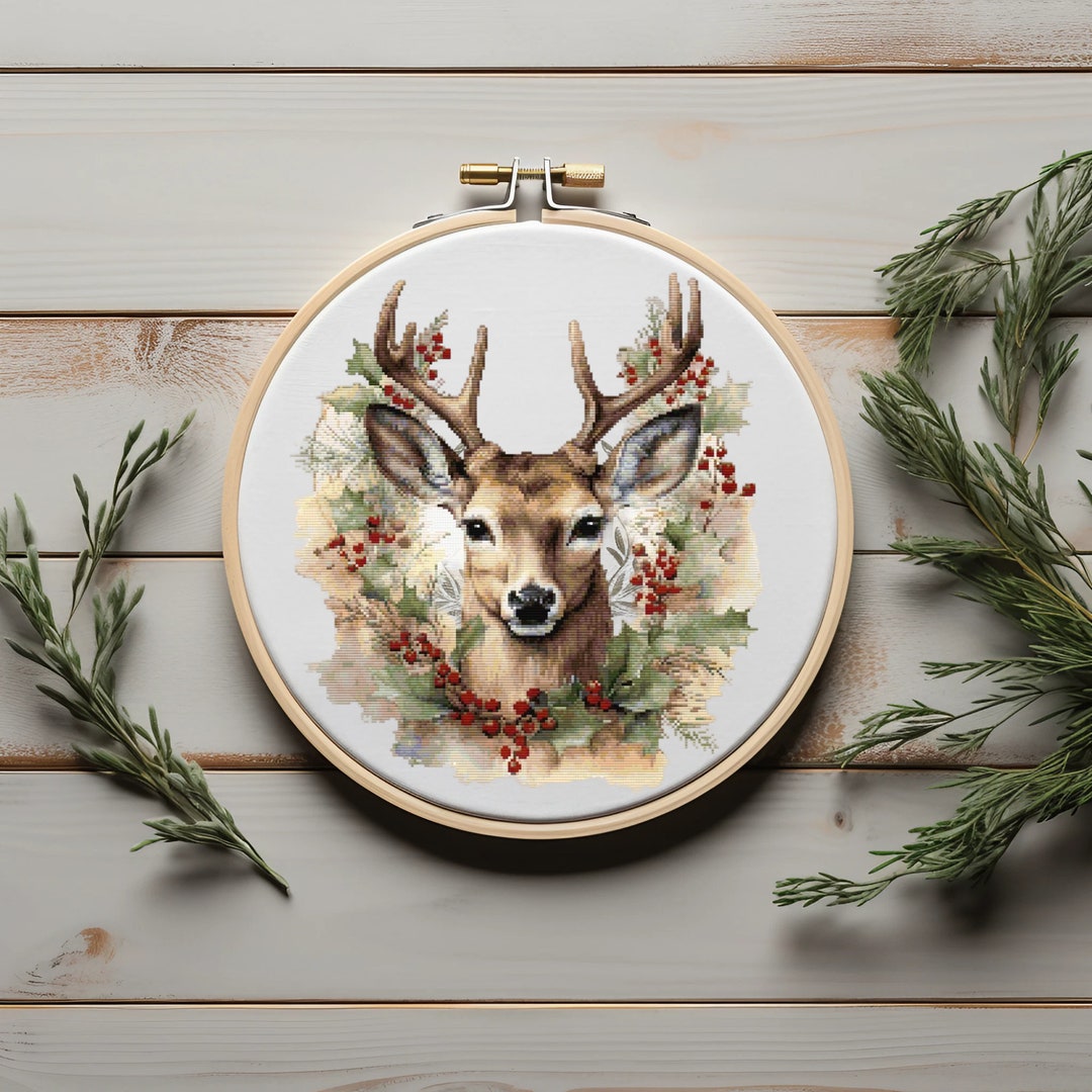 Deer Cross Stitch Pattern Counted Christmas Embroidery Pattern With ...