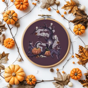 Halloween Cross Stitch Pattern Spooky Pumpkins Fall Embroidery Pattern ...