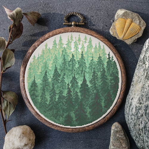 Forest Cross Stitch Pattern PDF Instant Download Landscape - Etsy
