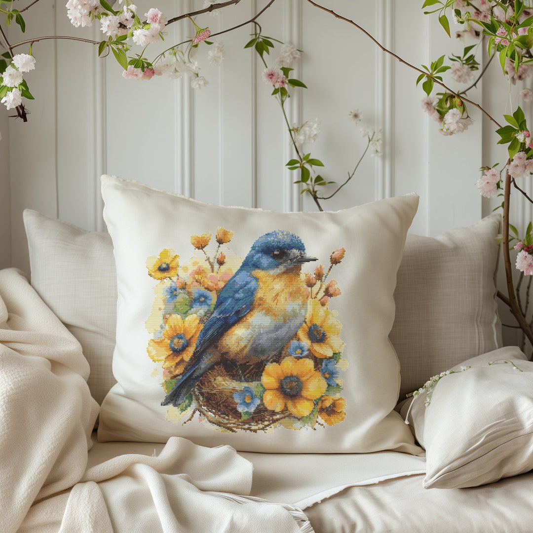 Spring Cross Stitch Pattern Pdf Bird in Nest, Counted Cross Stitch ...