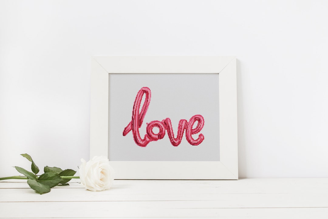 Love Cross Stitch Pattern Count Love in Pink Valentine's Day Embroidery ...