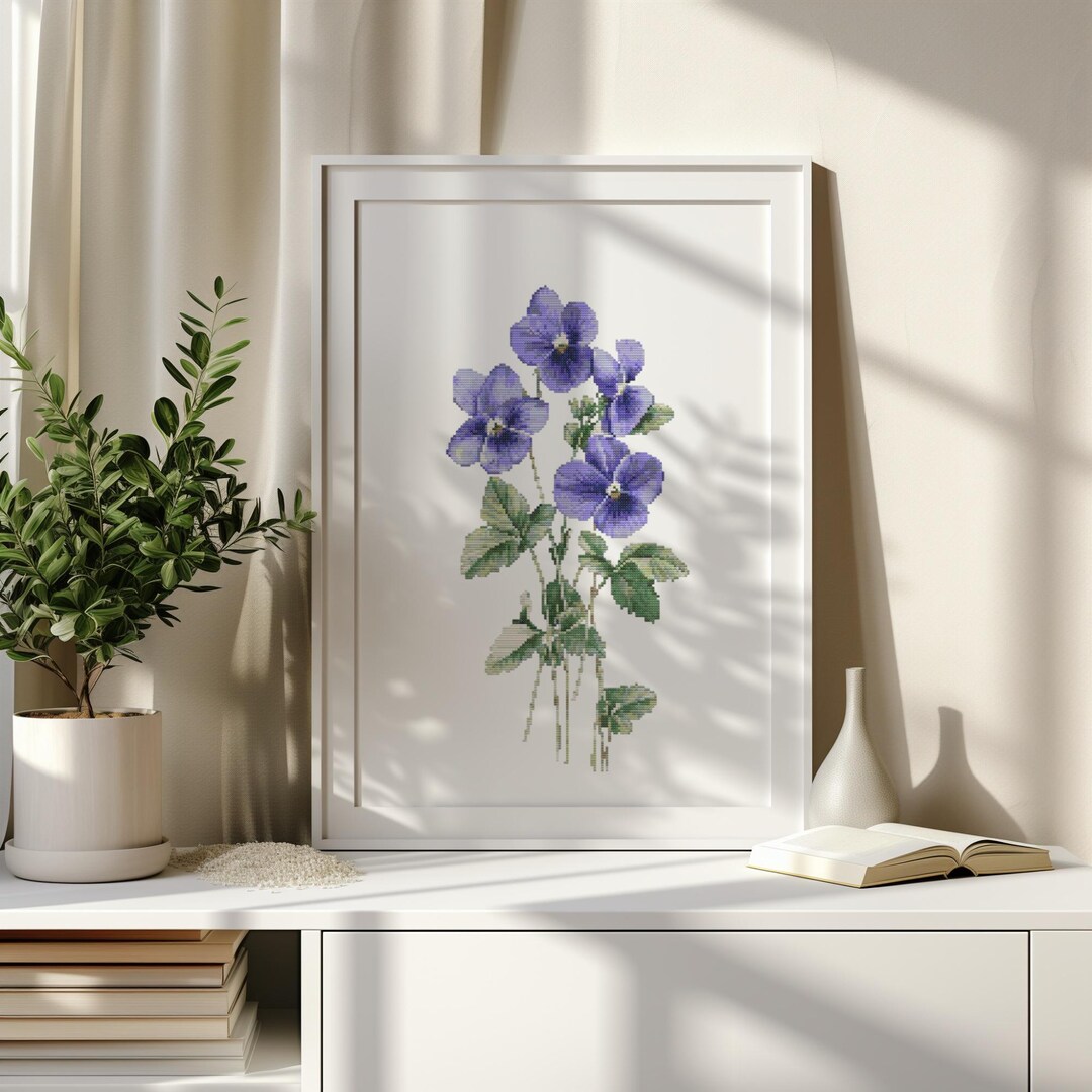 Cross Stitch Pattern With Violets, Counted Cross Stitch Designs, Birth ...