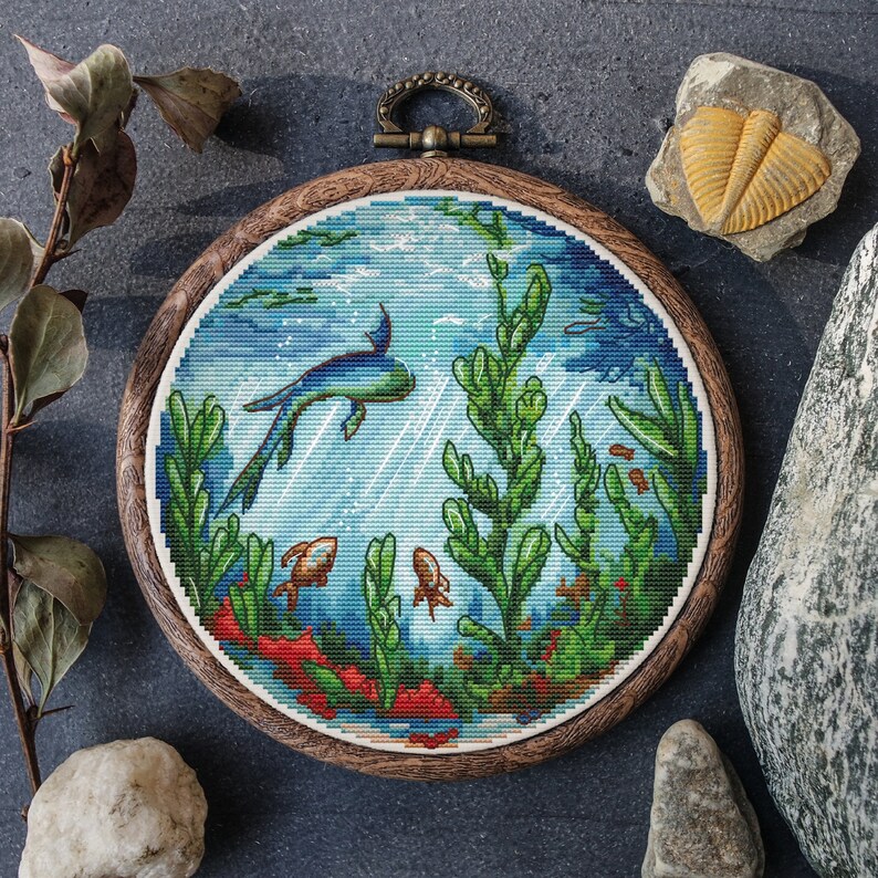 Under the Sea Cross Stitch Pattern, Ocean Embroidery Designs, Marine ...