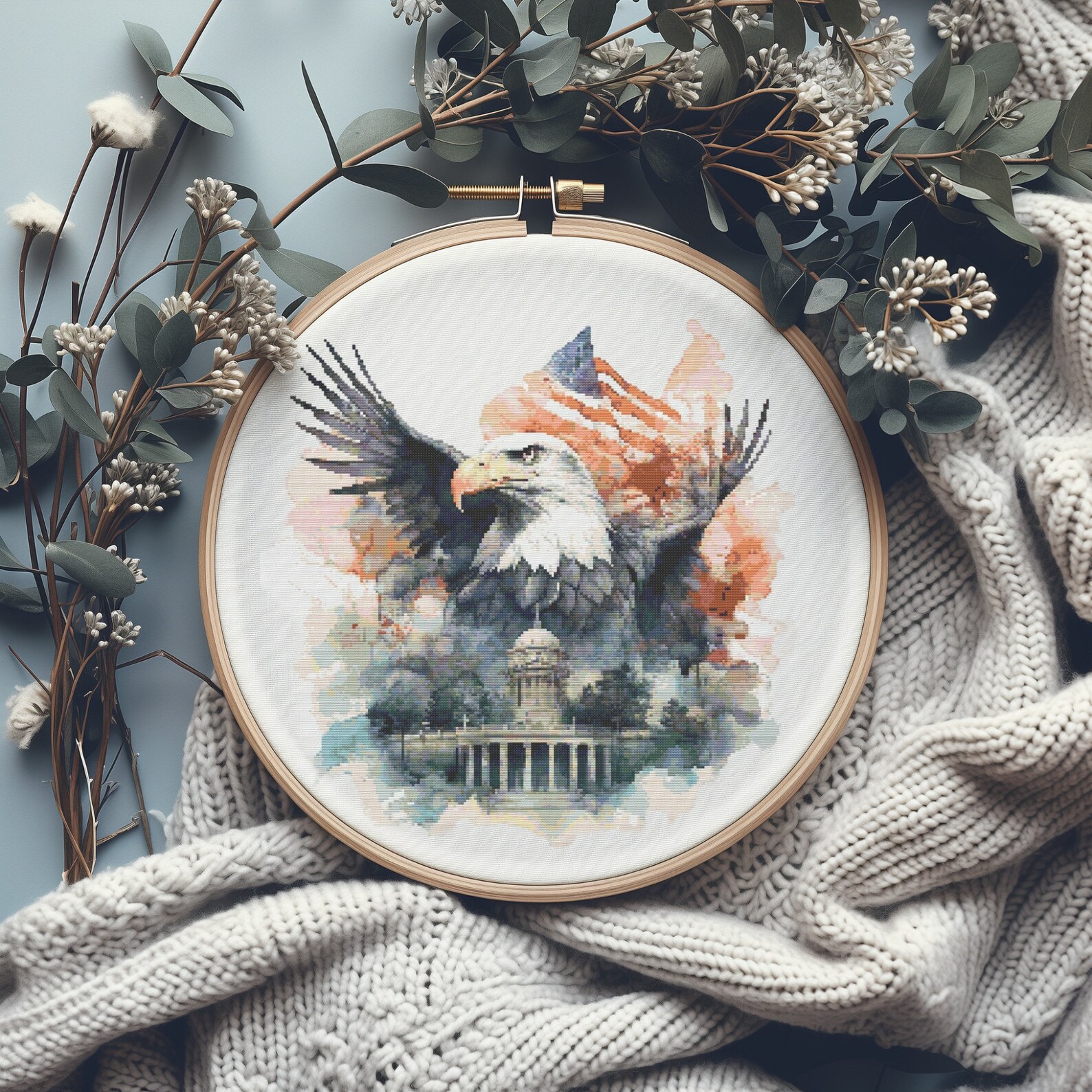 Cross Stitch Pattern PDF With American Eagle, Counted, USA Cross Stitch ...