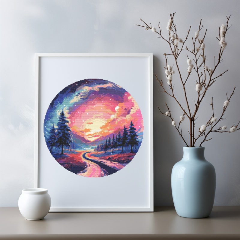 Cross Stitch Sunset - Etsy