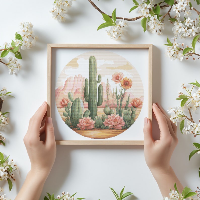 Counted Cross Stitch Pattern With Cactus, Modern Cross Stitch Chart ...