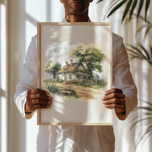 Cross Stitch Pattern With Country Cottage, Rustic Landscape Cross ...