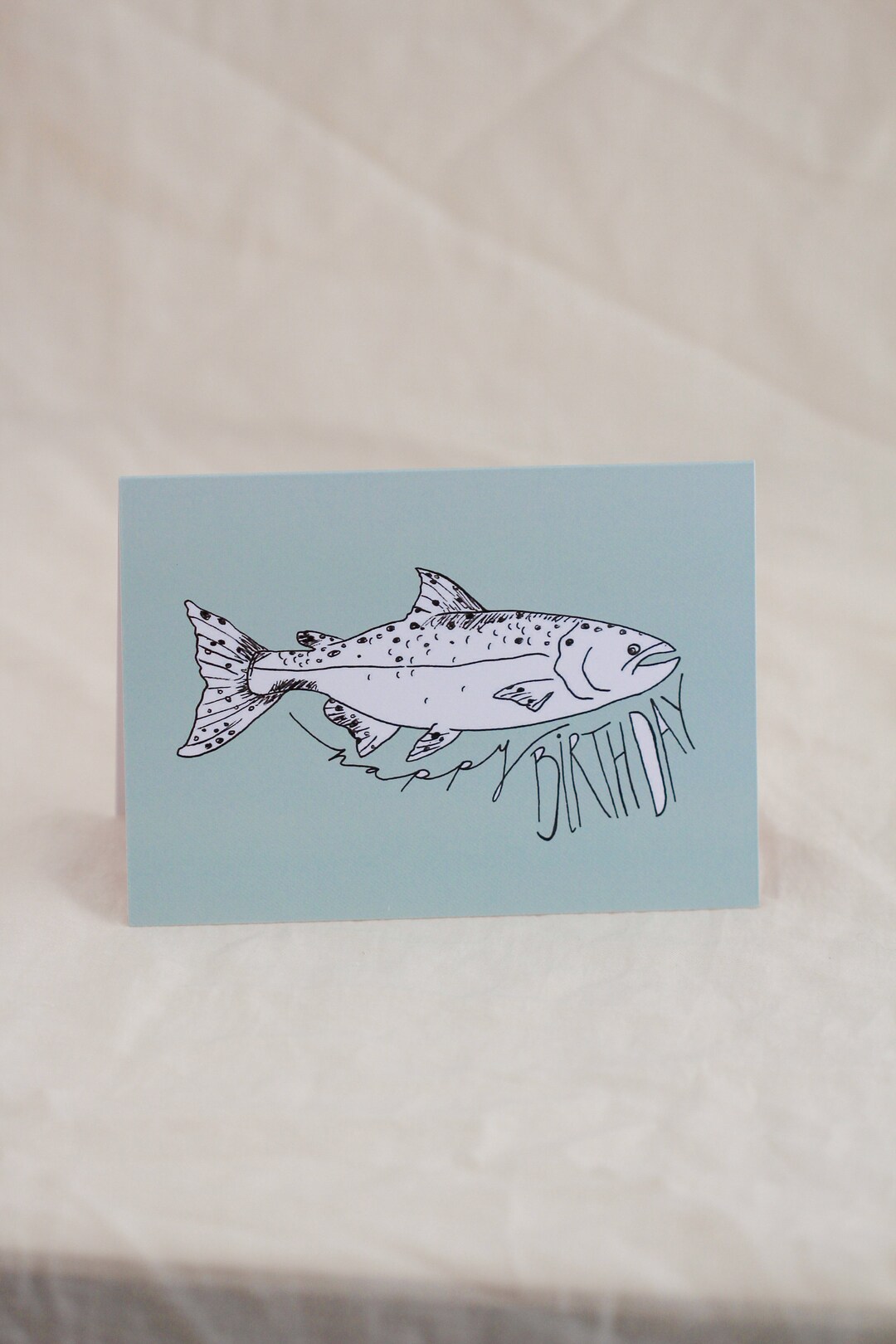 Happy Birthday Salmon Card - Etsy