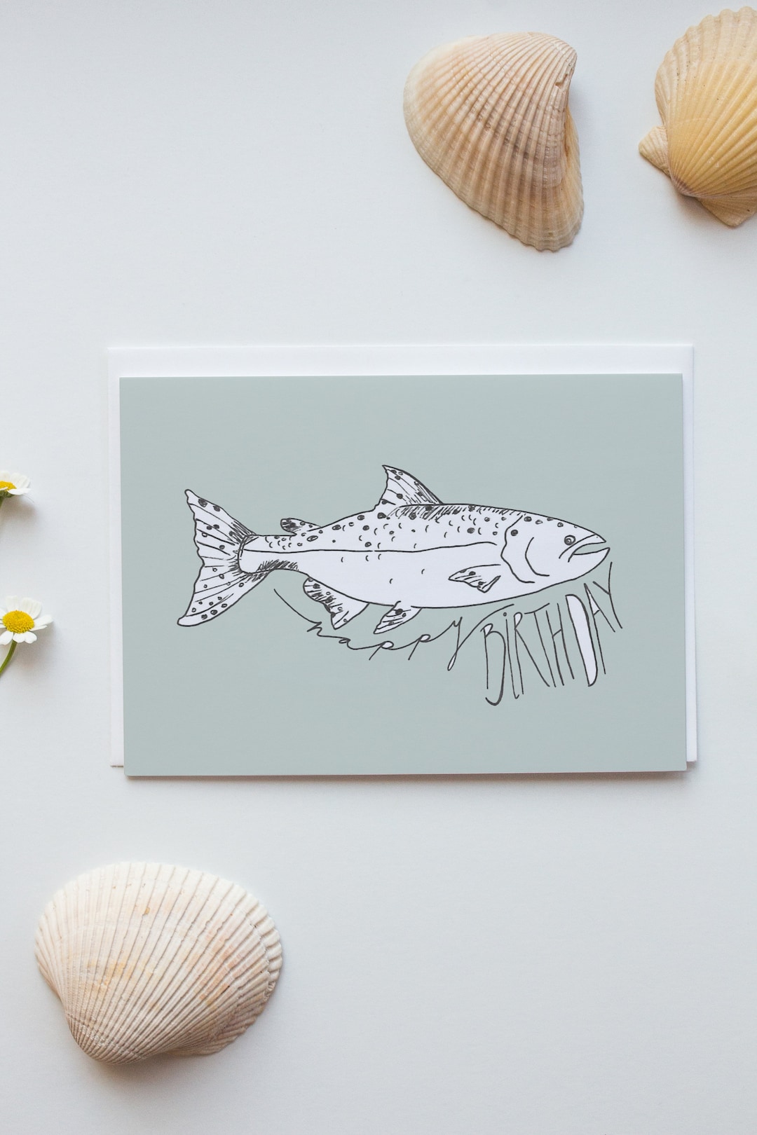 Happy Birthday Salmon Card - Etsy