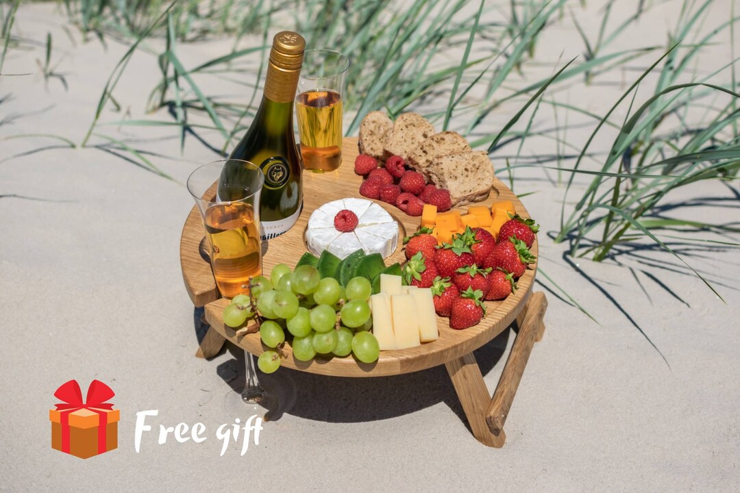 Personalized Wine Wooden Portable Table for Snacks, Cheese Boards, Gift ...