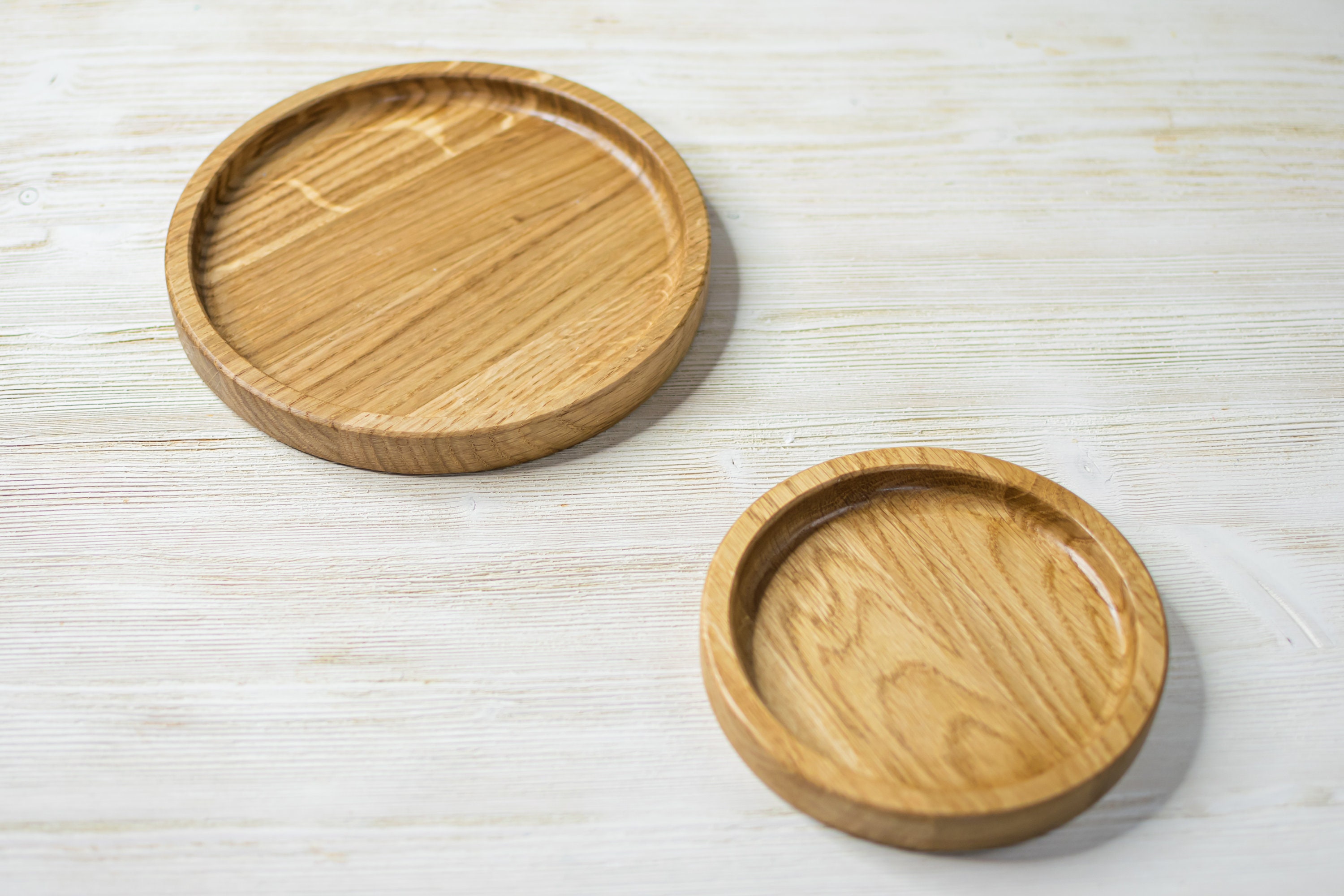 Small Oak Wood Round Plate, Circle Tray, Breakfast Tray, Coffee Table ...