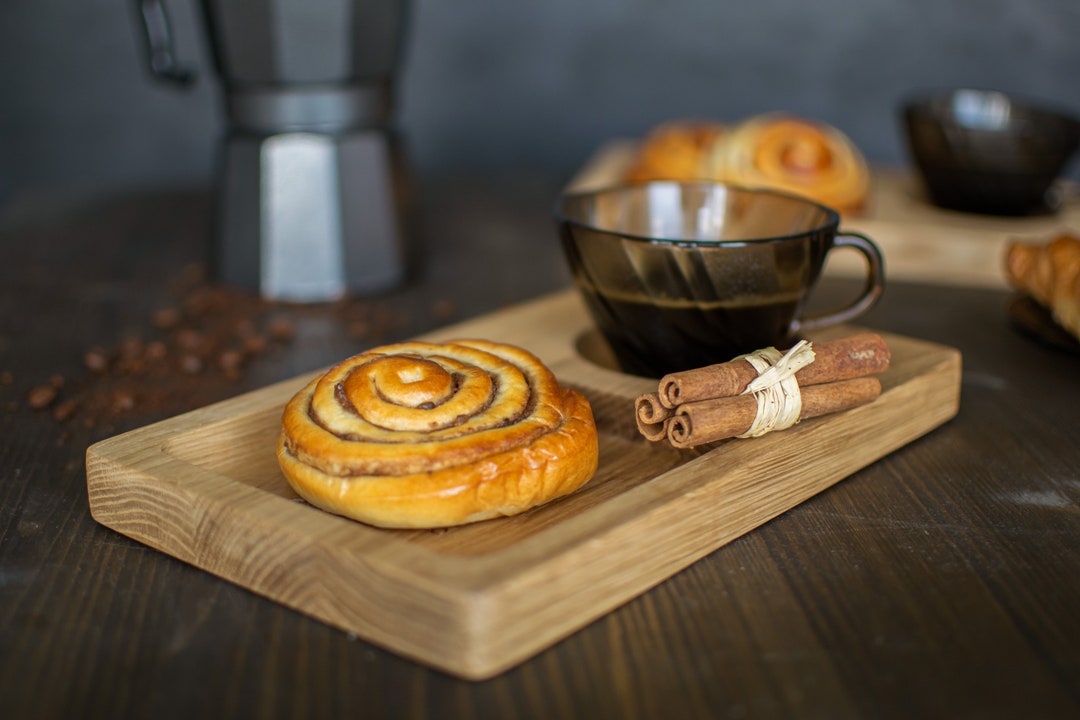 Coffee Drink Serving Bed Tray, Wooden Serving Plate for Coffee Bar ...